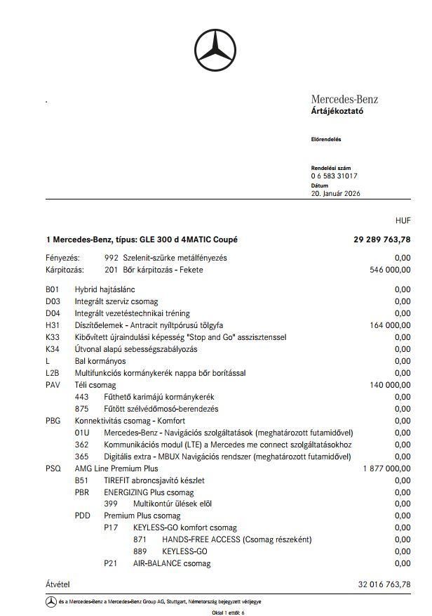 Eladó új MERCEDES-BENZ GLE-OSZTÁLY GLE 300 d 4Matic 9G-TRONIC Mild ...